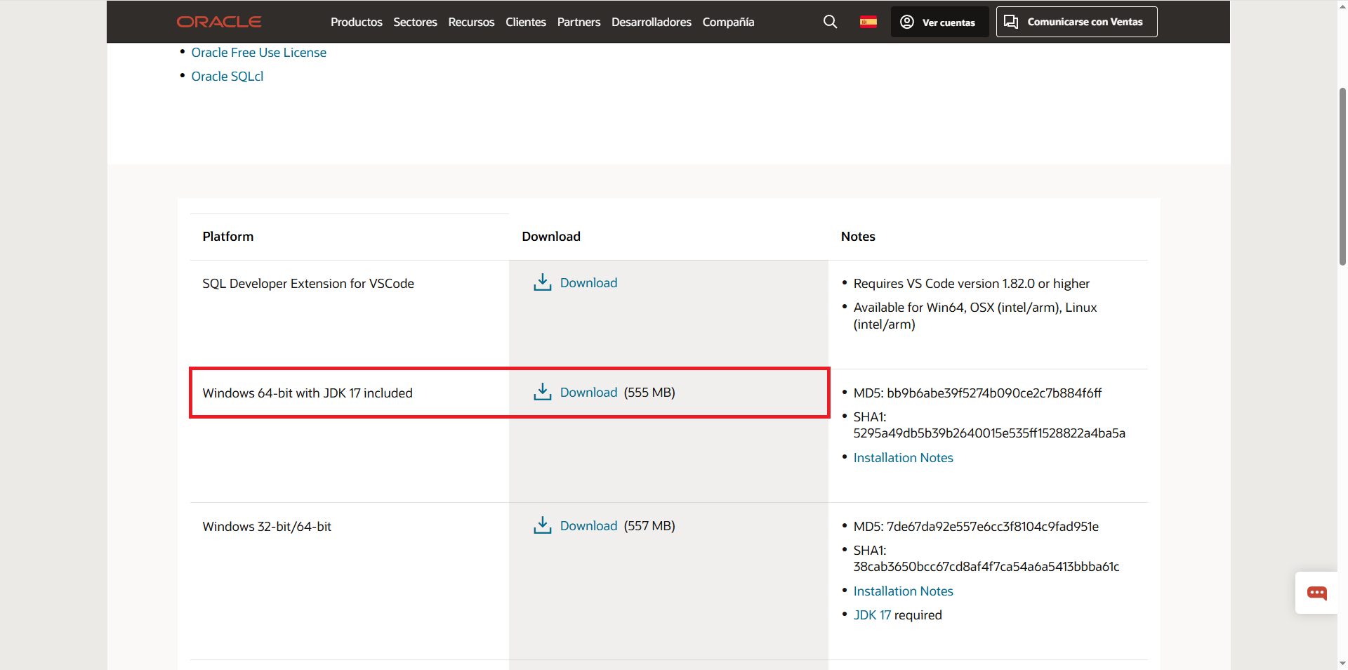 Instalación de SQL Developer